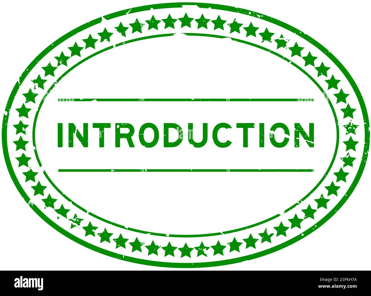 Grunge green introduction word oval rubber seal stamp on white ...