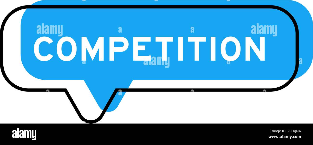 Speech banner and blue shade with word competition on white background ...