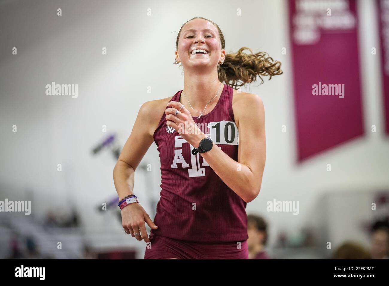 February 8, 2025: Texas A&M Aggies runner Kennady Fontenot competes in ...