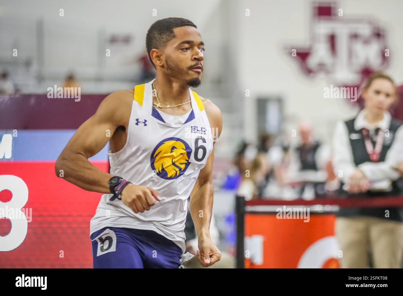 February 8, 2025: East Texas A&M Lions runner Christian James competes ...