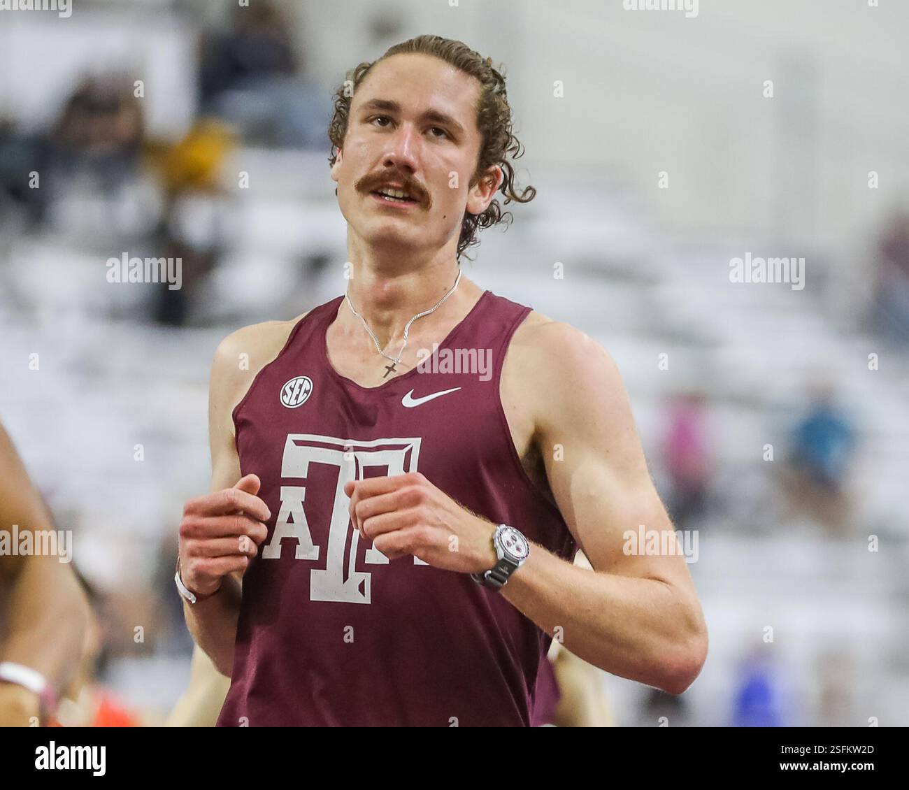 February 8, 2025: Texas A&M Aggies runner Sam Whitmarsh competes in the ...