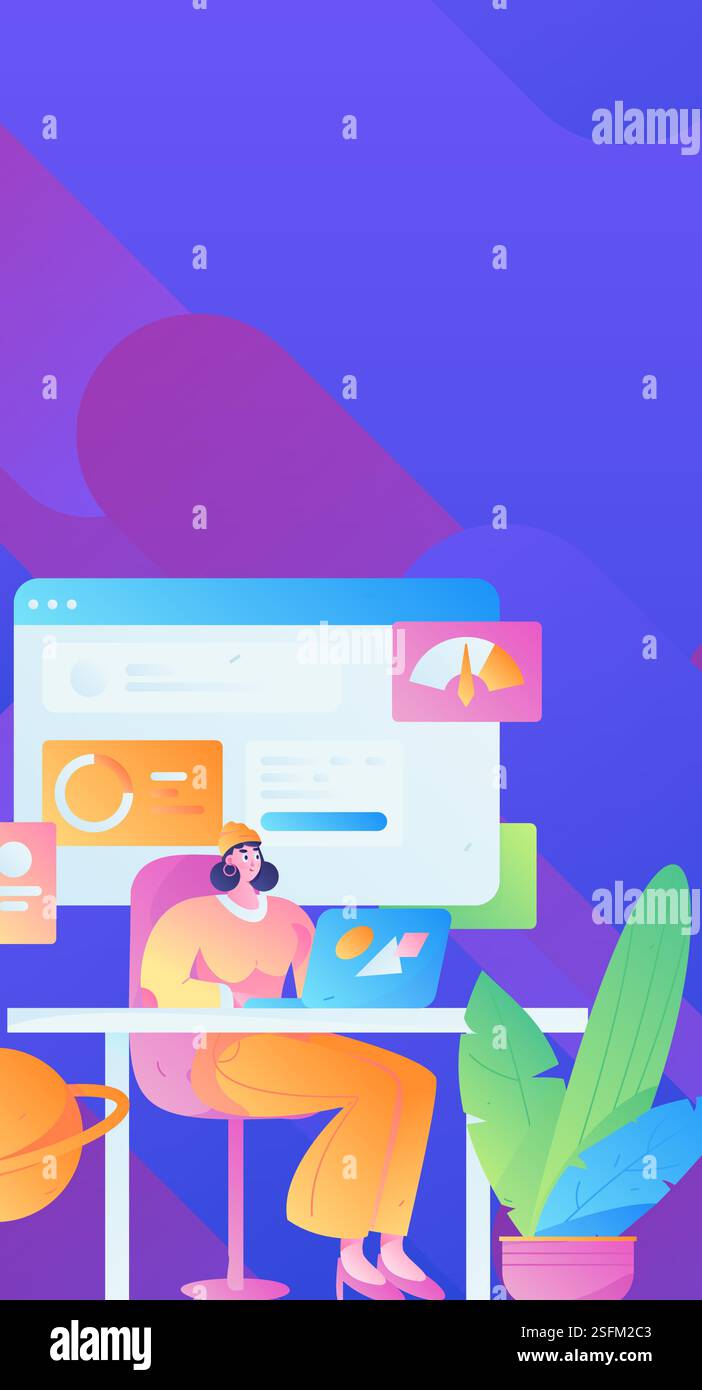 Flat vector illustration of business people operating work scene Stock ...