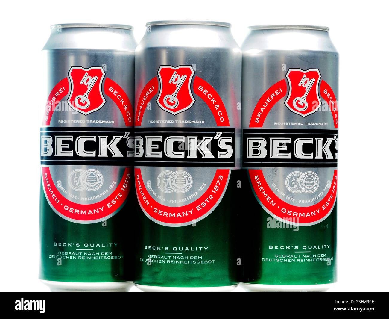 Germany - February 9, 2025: In this photo illustration, Cans of Beck's ...
