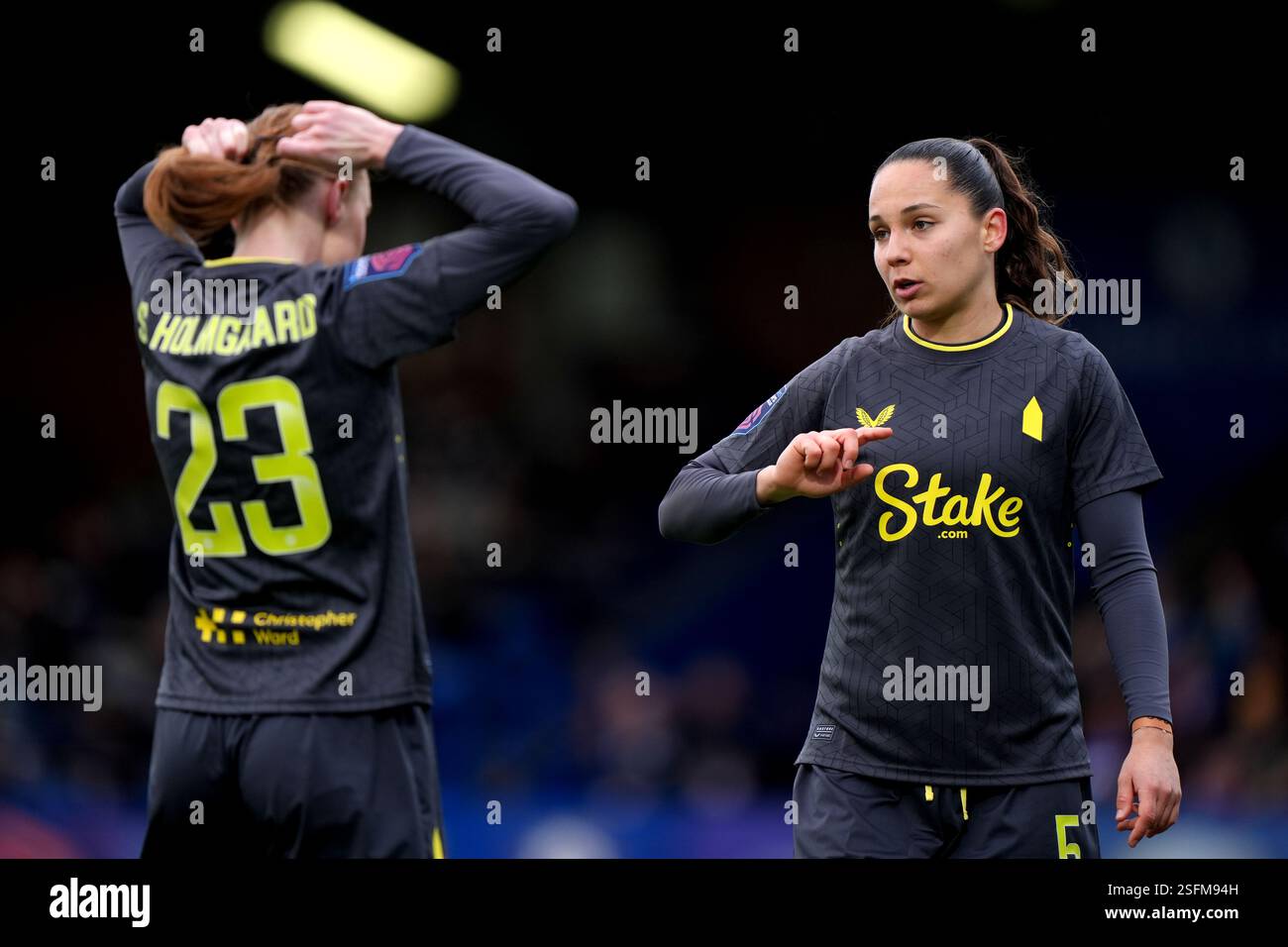 Everton’s Martina Fernandez with teammate Sara Holmgaard (left) during ...