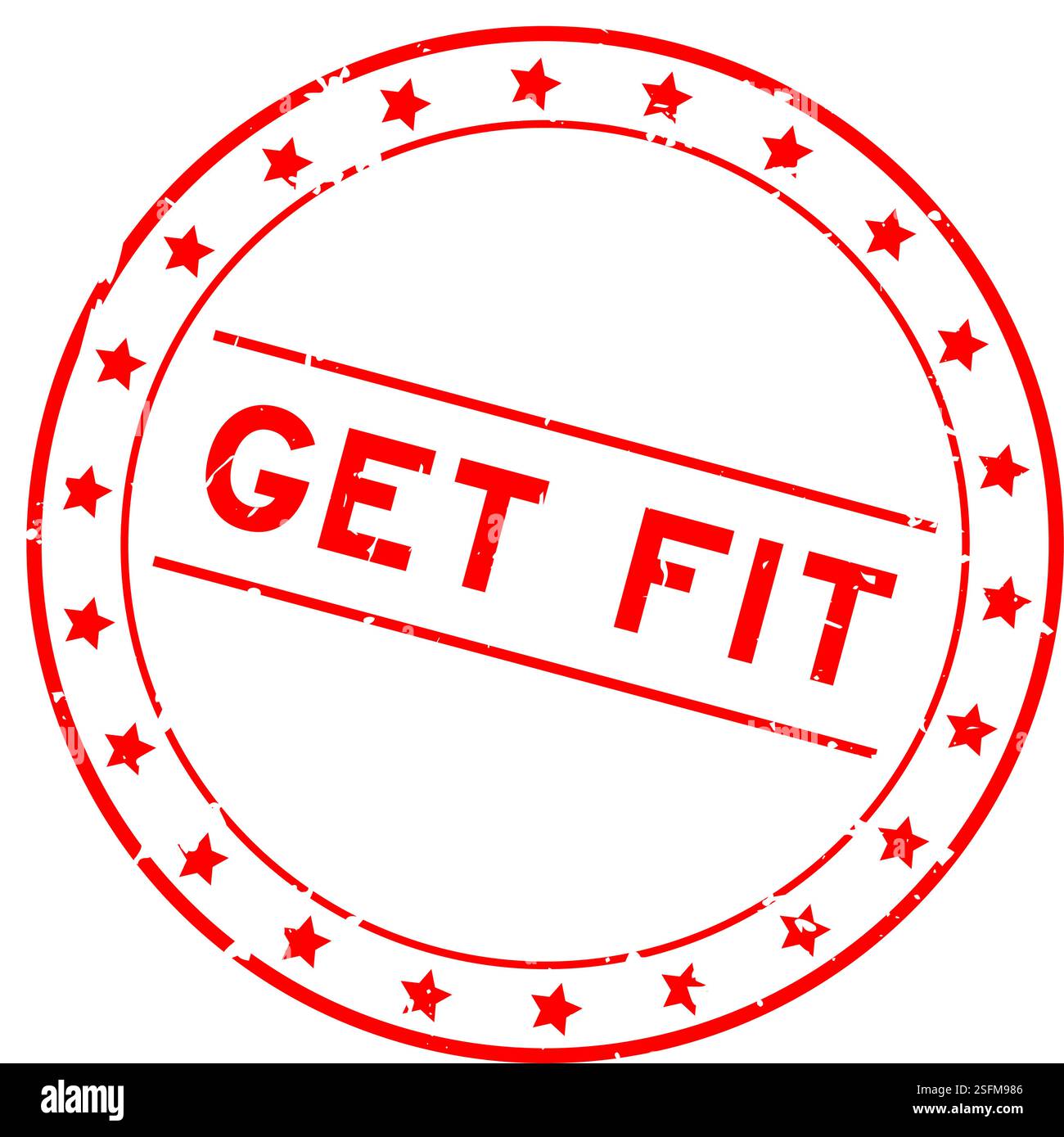 Grunge red get fit word round rubber seal stamp on white background ...