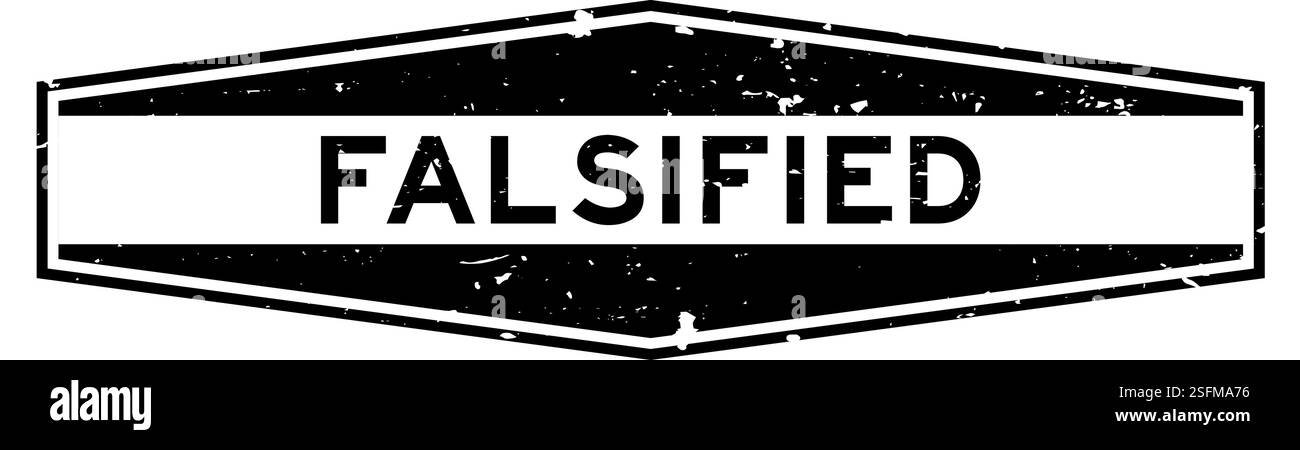Grunge black falsified word hexagon rubber seal stamp on white ...