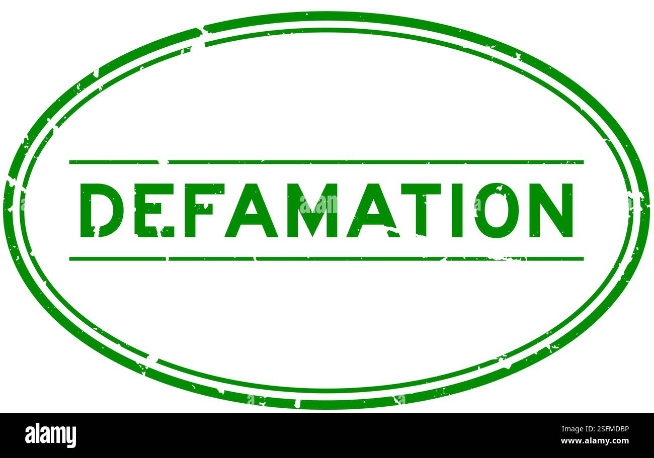 Grunge green defamation word oval rubber seal stamp on white background ...