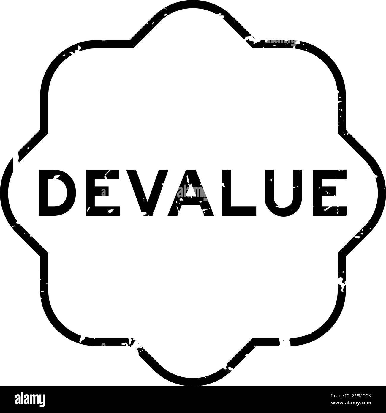 Grunge black devalue word rubber seal stamp on white background Stock ...