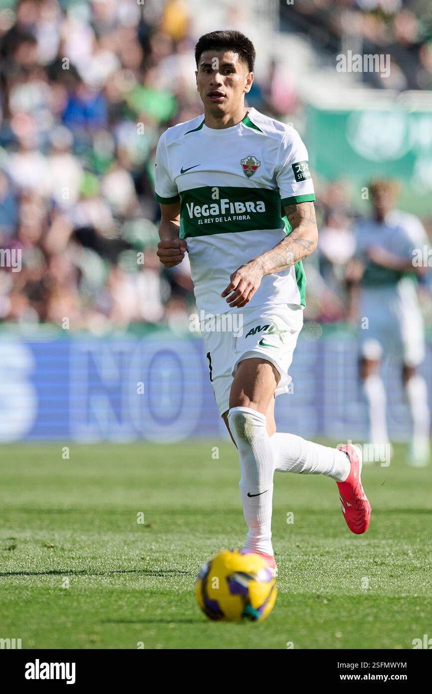 Elche, Spain. 09th Feb, 2025. ELCHE, SPAIN - FEBRUARY 9: Nico Castro Attacking Midfield of Elche ...