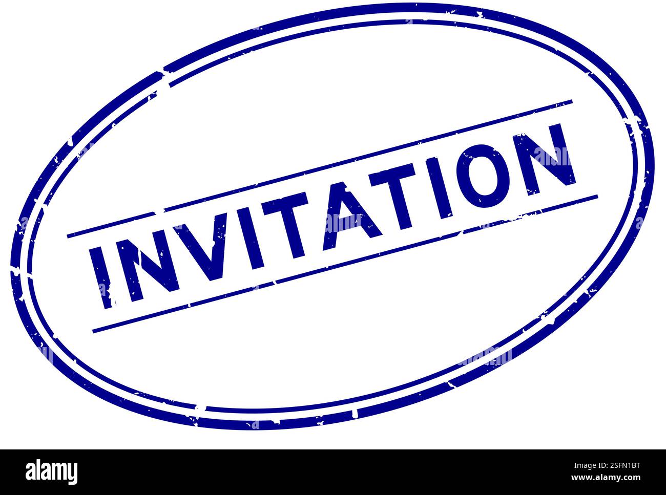 Grunge blue invitation word oval rubber seal stamp on white background ...