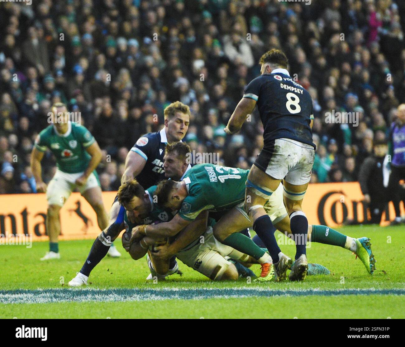 Irelands jack conan scores final try vs scotland hi-res stock ...