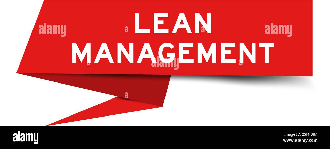 Red color speech banner with word lean management on white background ...