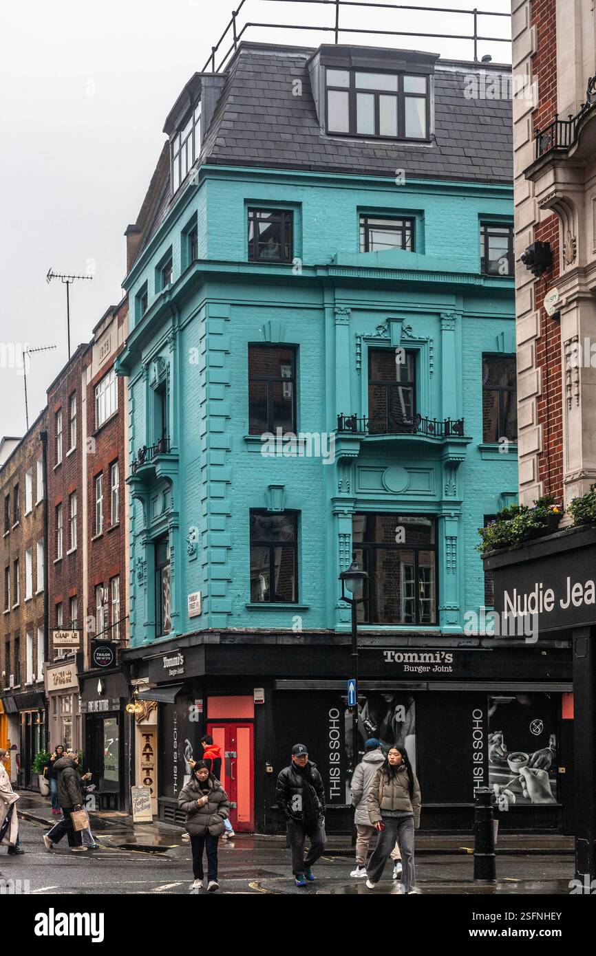 Colourful building on the corner of Berwick street and D'Arblay street ...