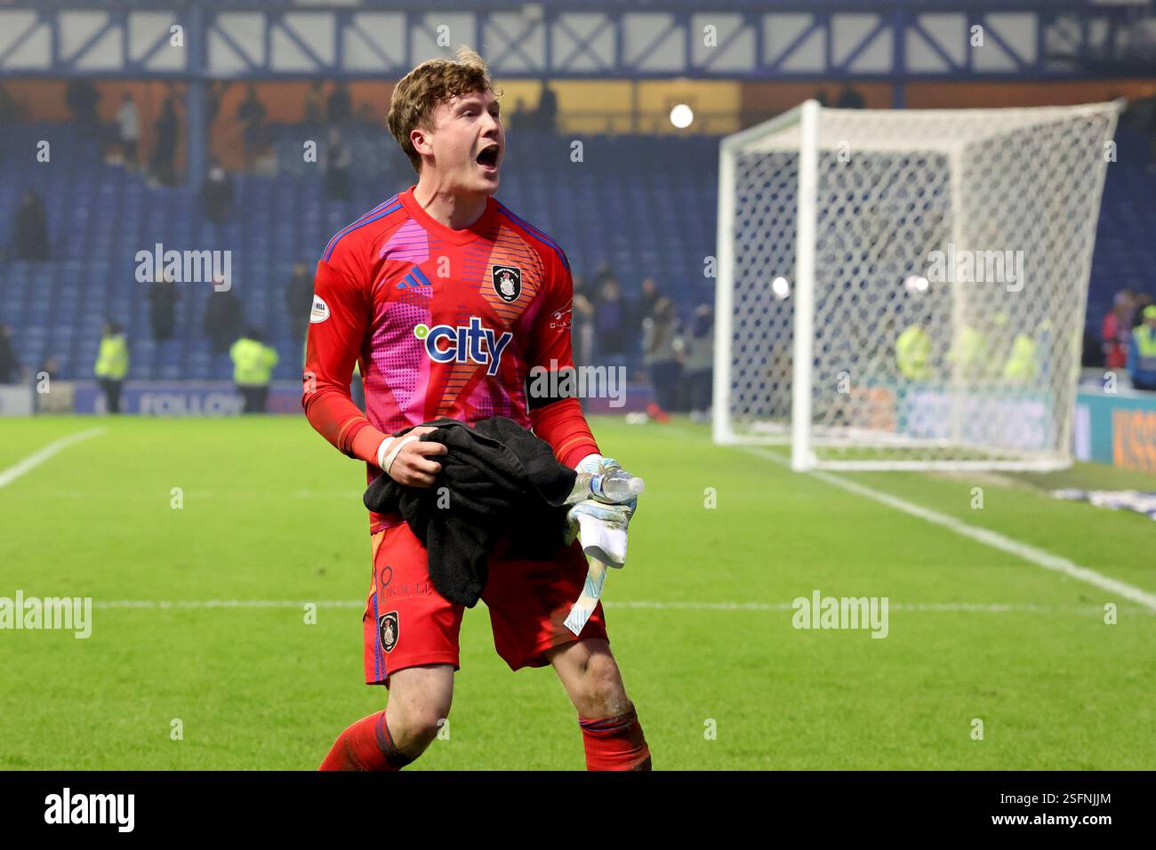 Queen’s Park goalkeeper Calum Ferrie celebrates their victory after the ...