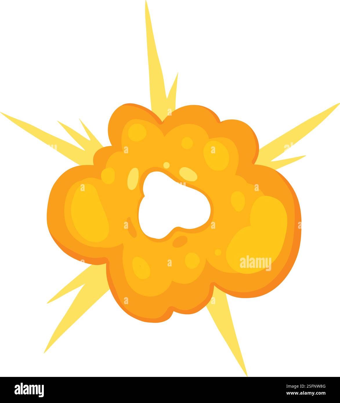 Comic explosive fire cloud game effect vector icon. Bomb blast with ...