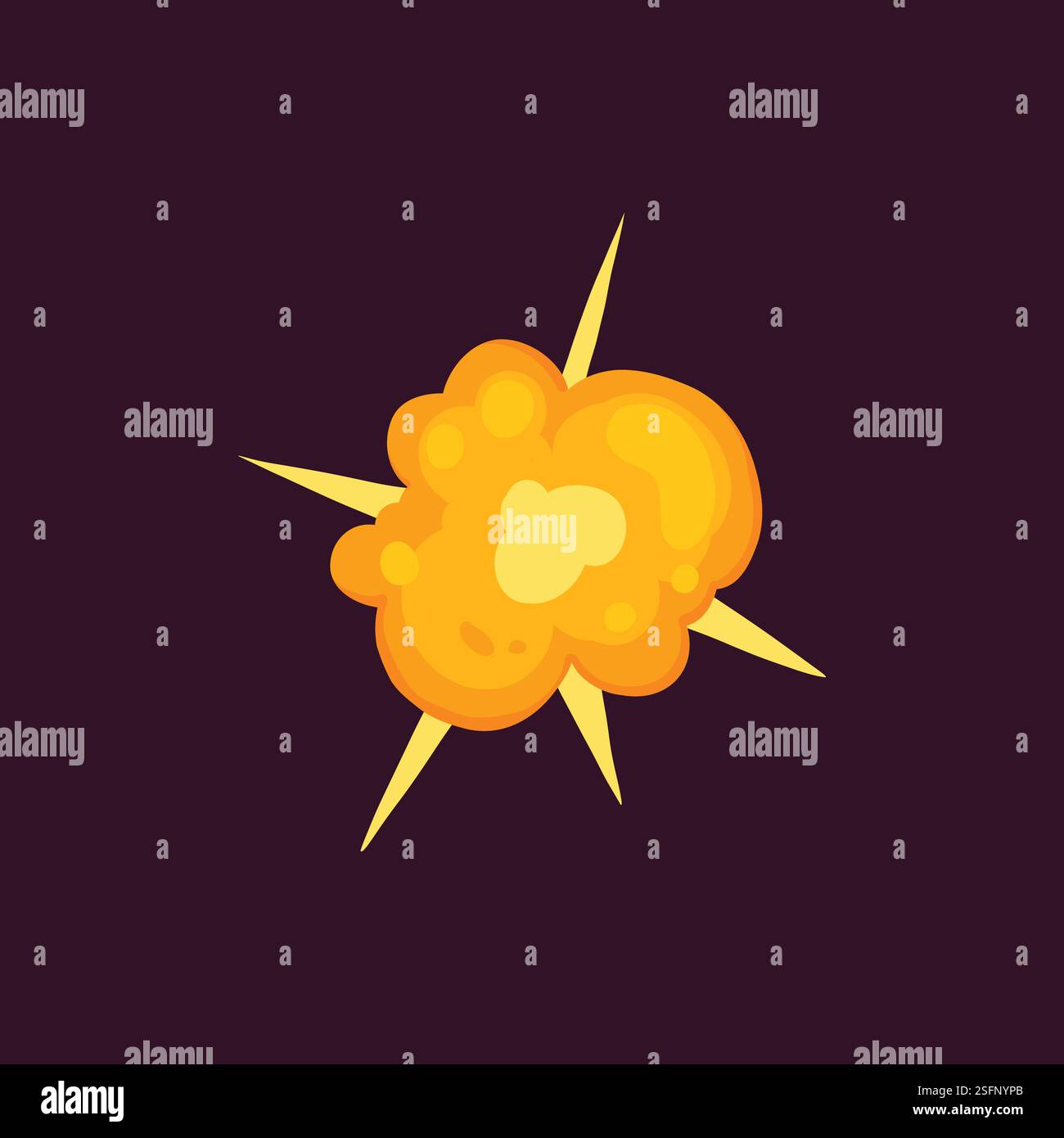 Comic explosive fire cloud game effect vector icon. Bomb blast with ...