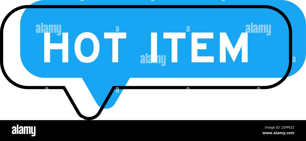 Speech banner and blue shade with word hot item on white background ...