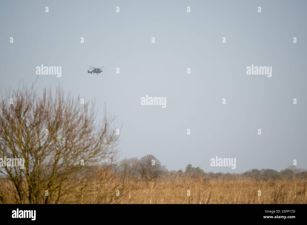 Agusta Westland Wildcat AW159 helicopter in low level flight Stock ...