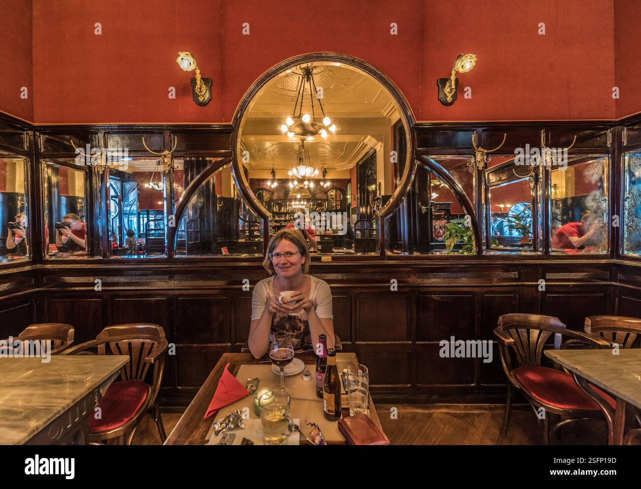 Luxury interior design in art nouveau style with colorful stained glass ...