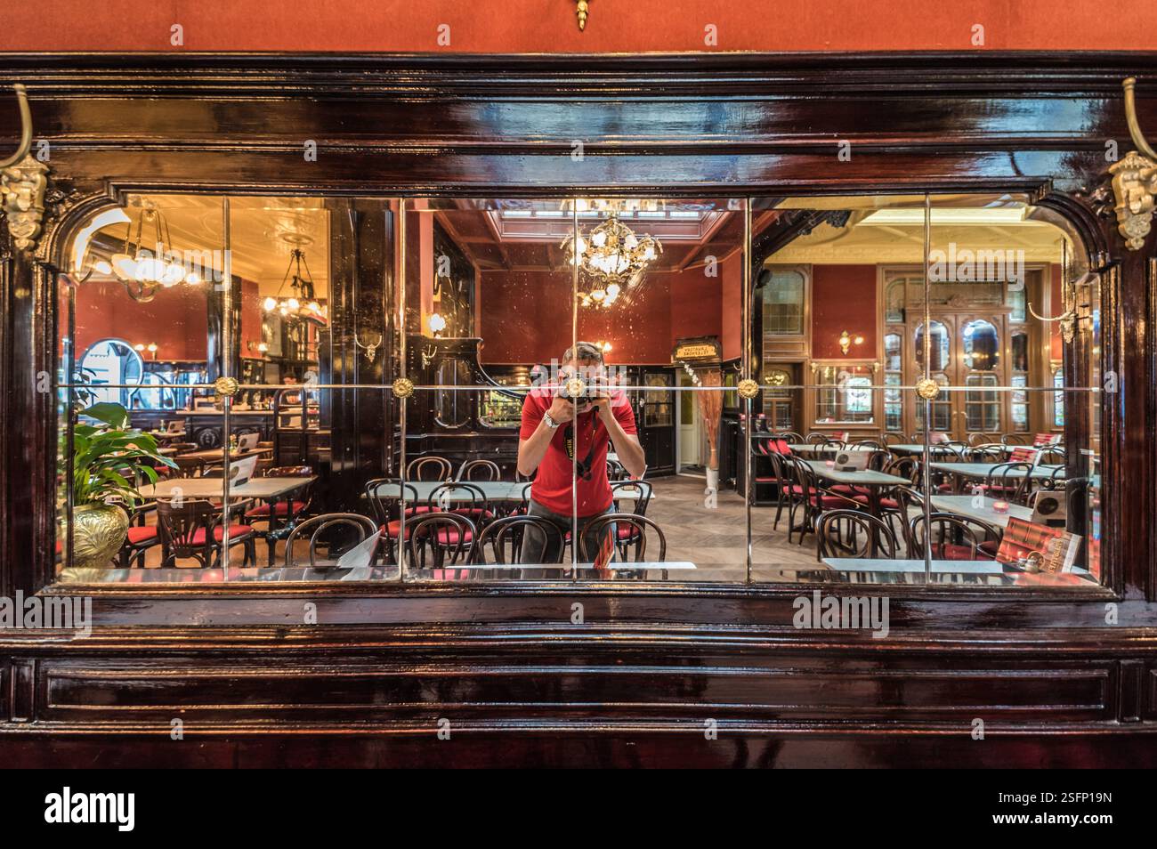 Luxury interior design in art nouveau style with colorful stained glass ...