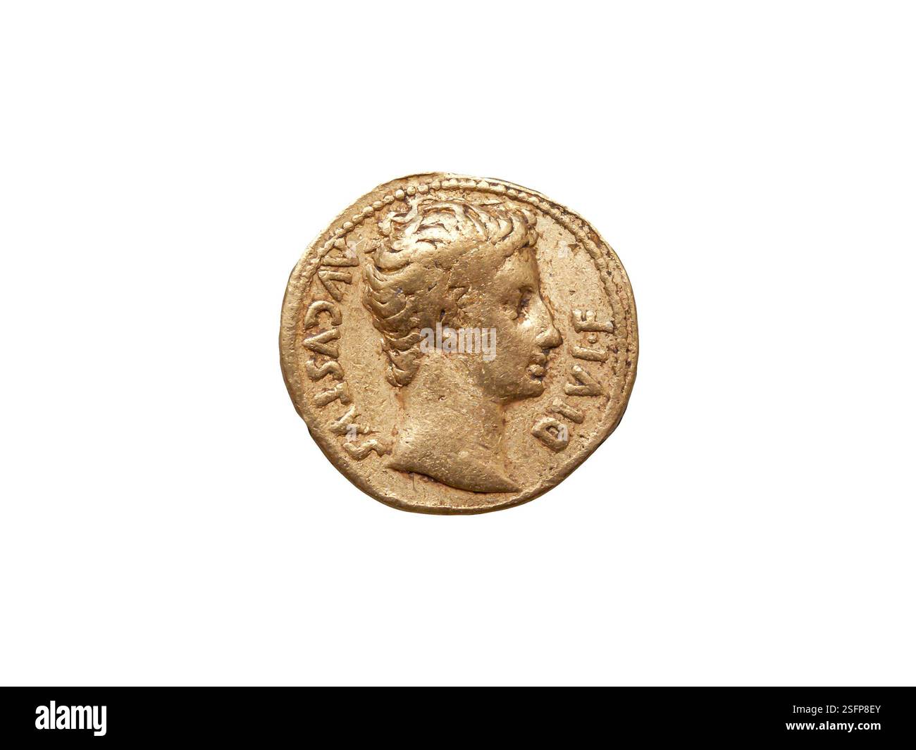 Gold aureus coin of emperor Augustus Roman Empire 27 BC-AD 14, cut out ...