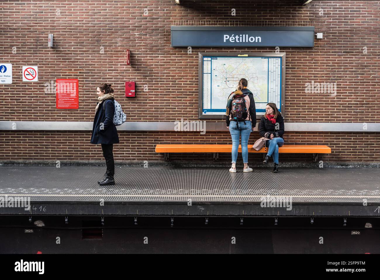 Platform of the Petillon metro station with students waiting for the ...