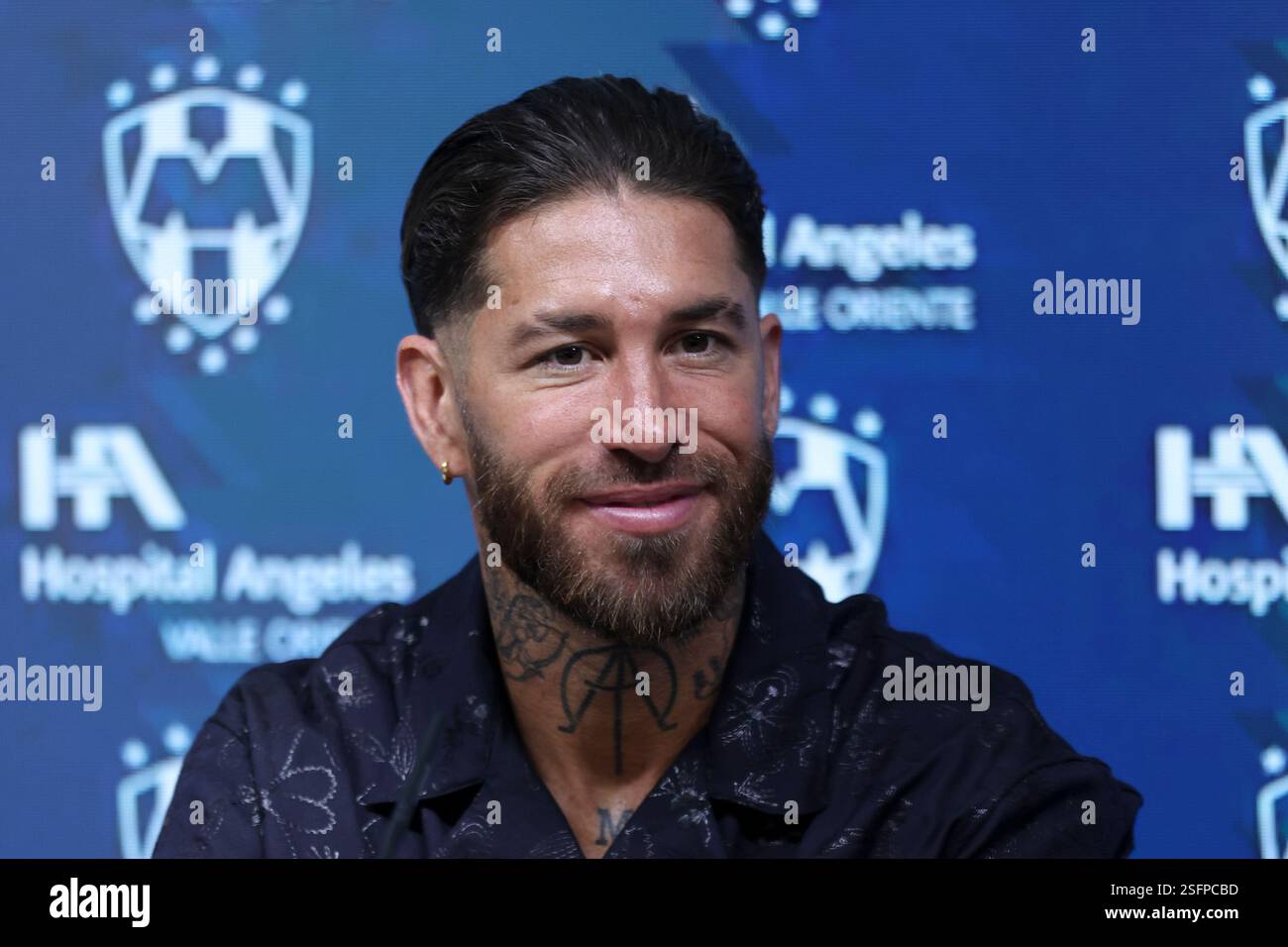 Spanish soccer player Sergio Ramos gives a press conference with ...