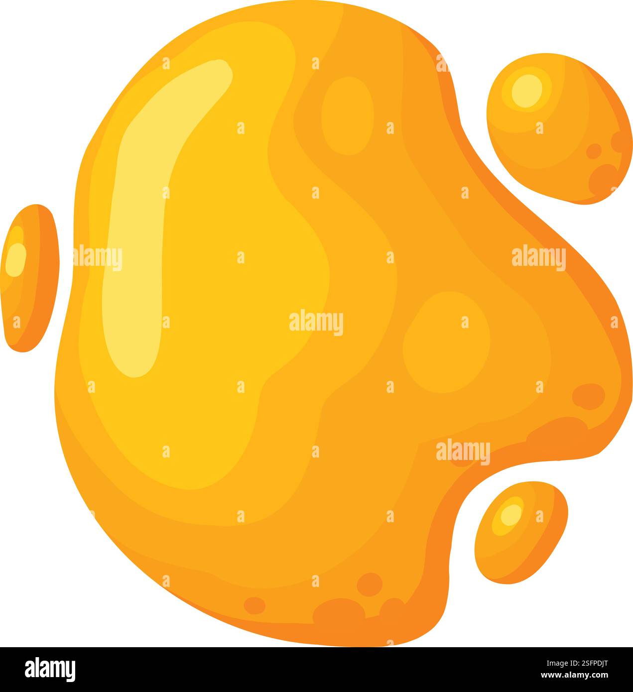 Cartoon honey splash. Sweet syrup dripping spots, melting liquid honey ...