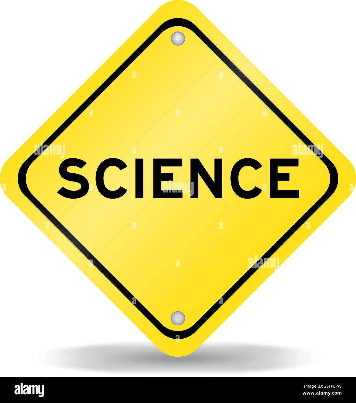 Yellow color transportation sign with word science on white background ...