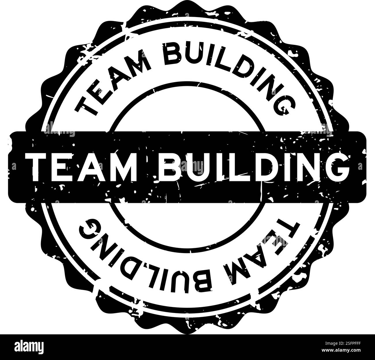 Grunge black team building word round seal stamp on white background ...