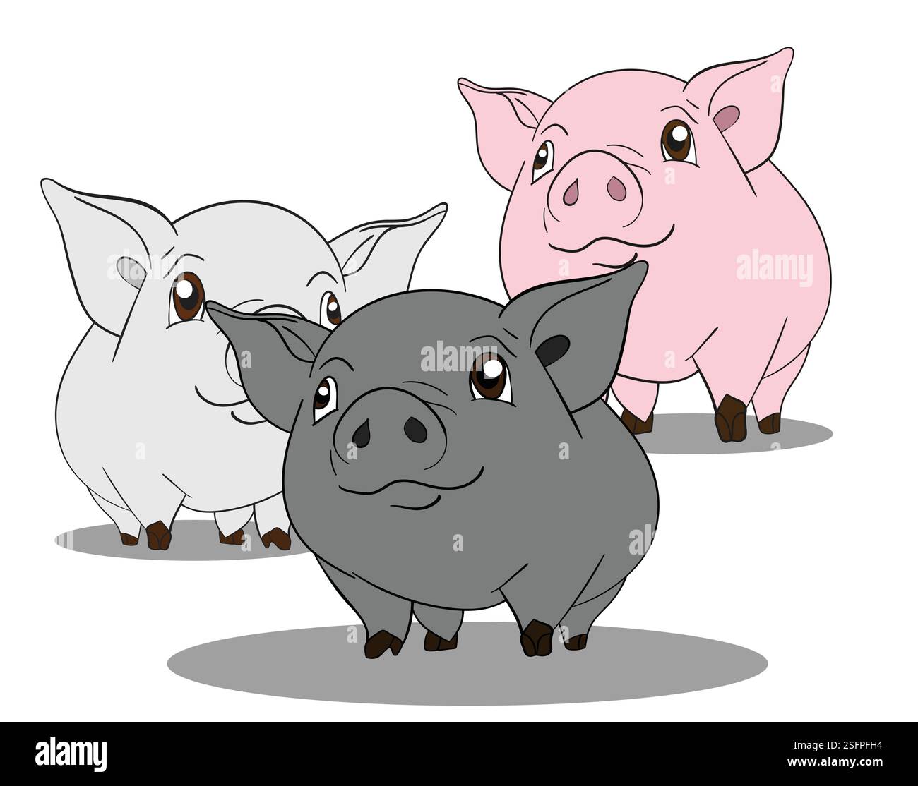 Three cheerful cartoon pigs standing together Stock Vector Image & Art ...