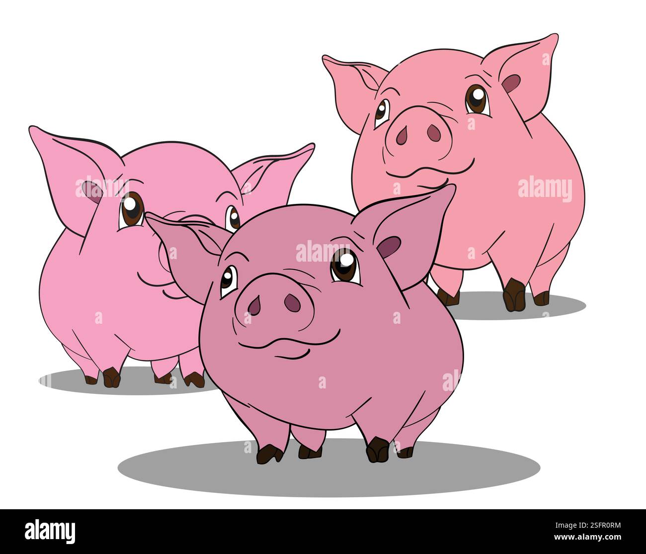 Three cheerful cartoon pigs standing together Stock Vector Image & Art ...