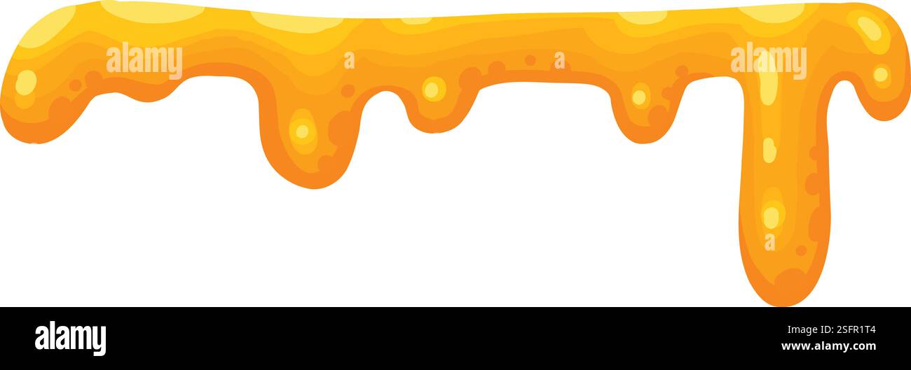 Cartoon honey splash. Sweet syrup dripping spots, melting liquid honey ...