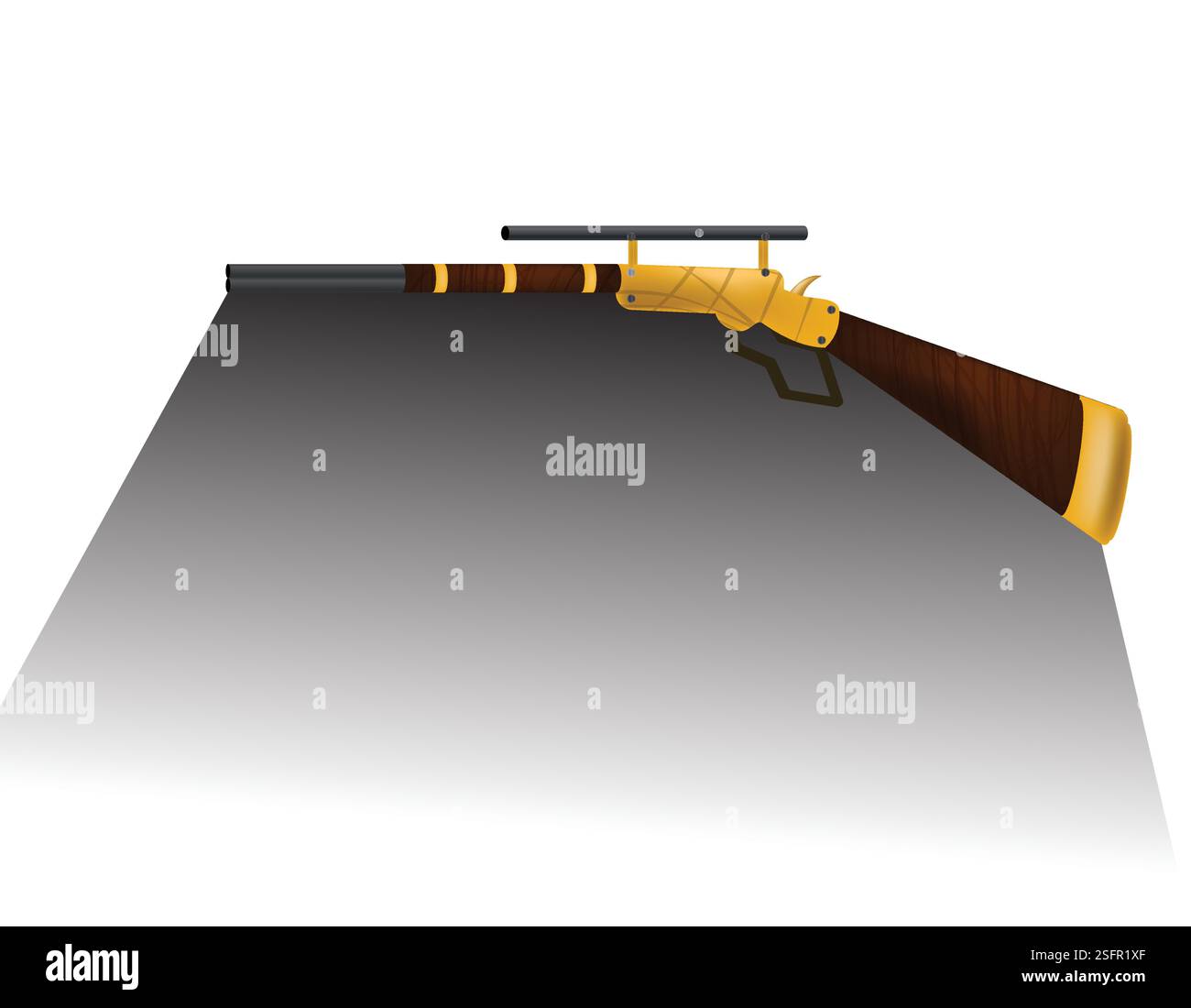 Two steampunk rifles with scope sights resting on BLACK background ...