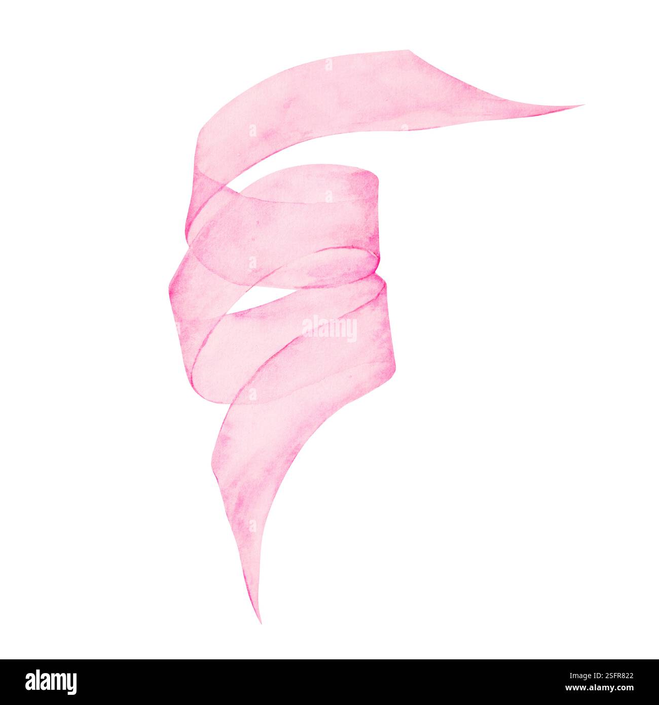 Delicate pink watercolor ribbon with elegant curves and a soft gradient ...