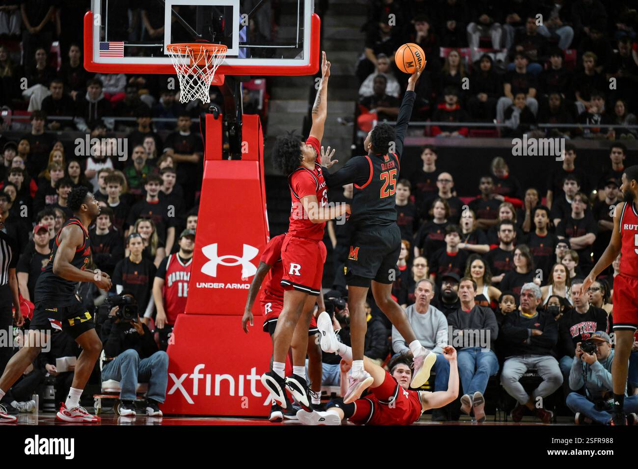 CORRECTS MONTH: Maryland center Derik Queen (25) shoots the ball ...