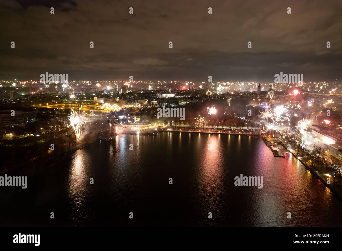 A breathtaking view of a bustling city shining brightly at night ...