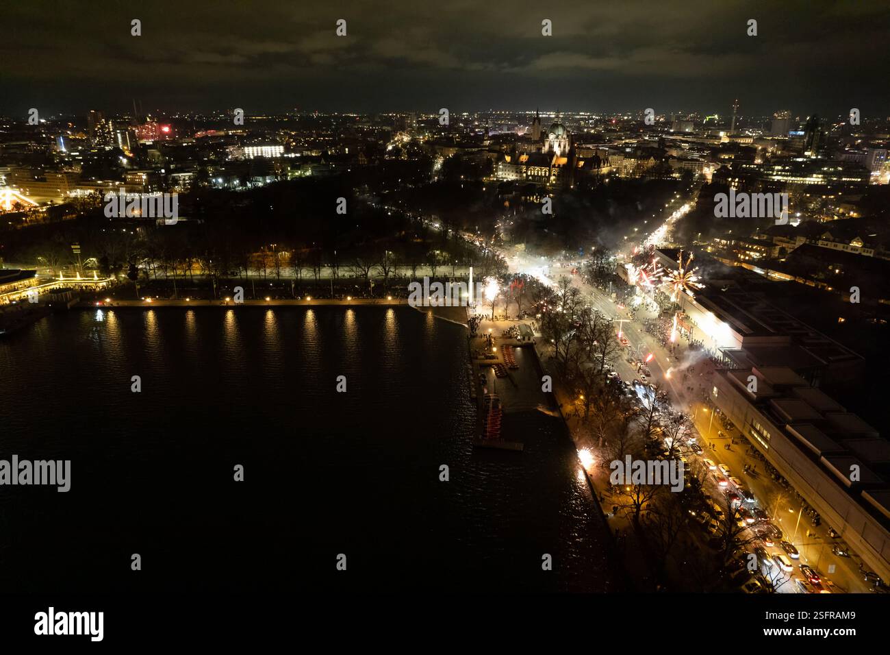 A breathtaking aerial perspective captures a lively city at night ...