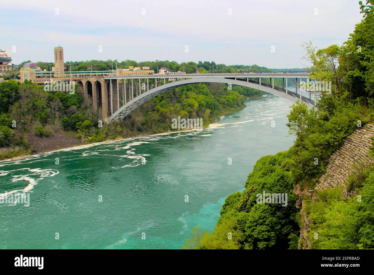 A beautiful overlook of a large bridge spanning a river Stock Photo - Alamy