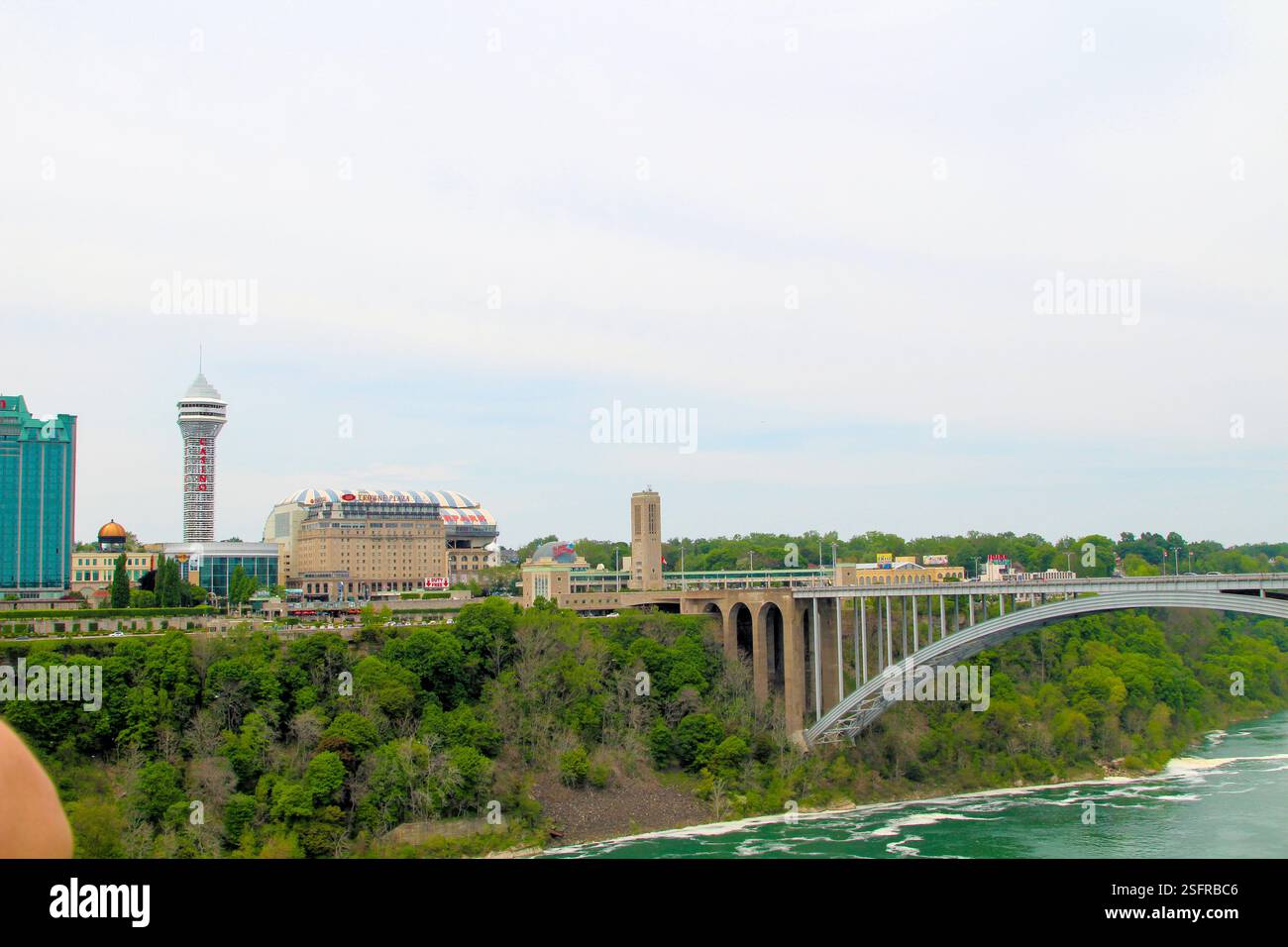 Spring view of Niagara Falls, bridge, and skyline Stock Photo - Alamy
