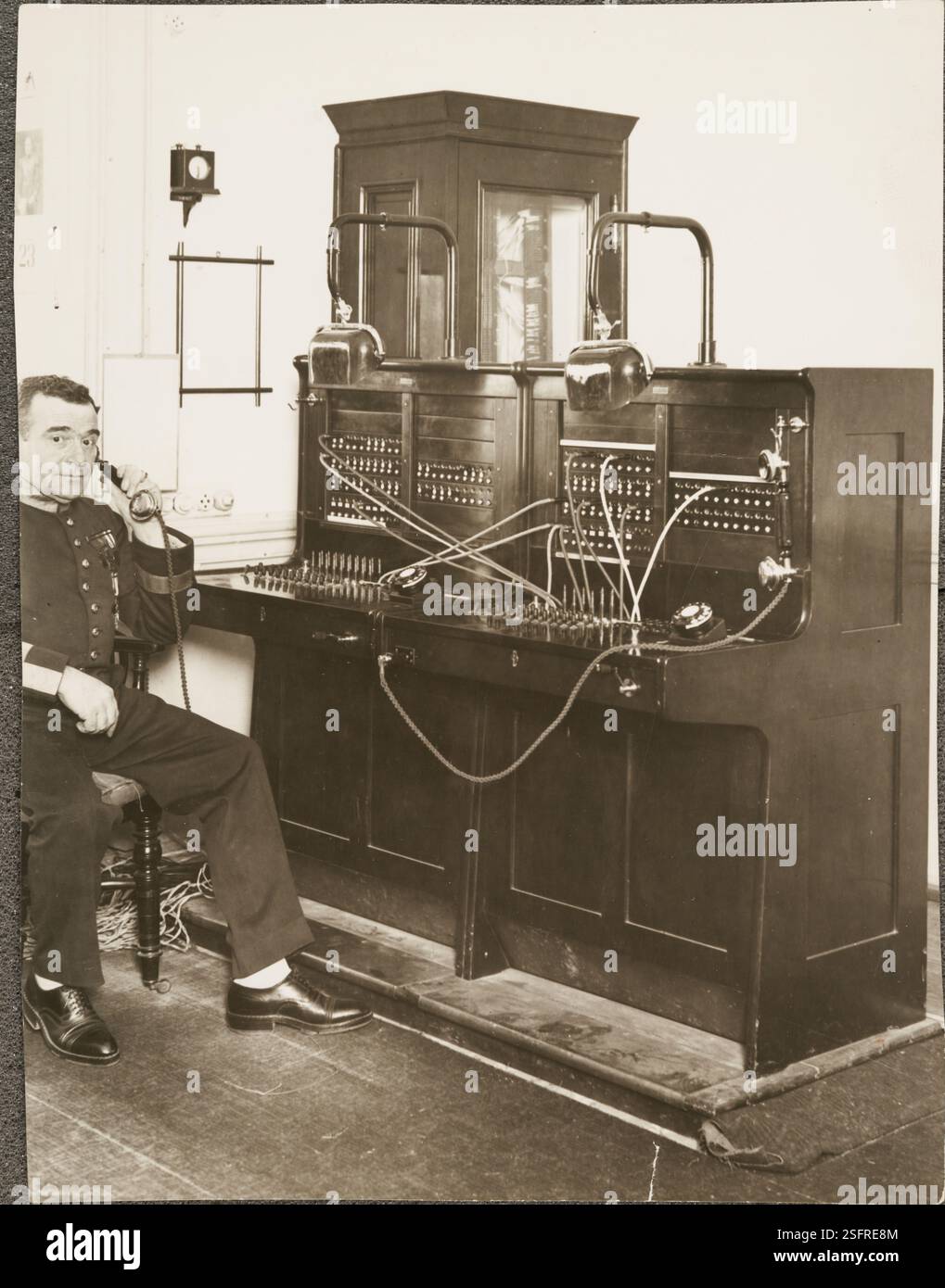 Madrid, 1925 (CA.). Telephone switchboard installed in the Royal Palace ...