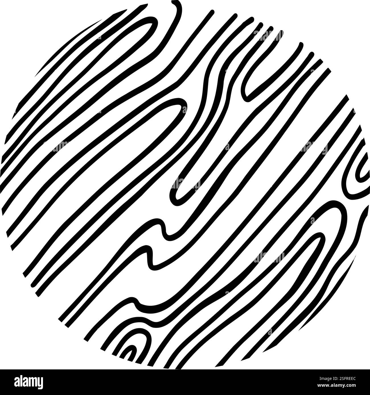 Wood line circle. Tree trunk cross section with topography rings, black ...