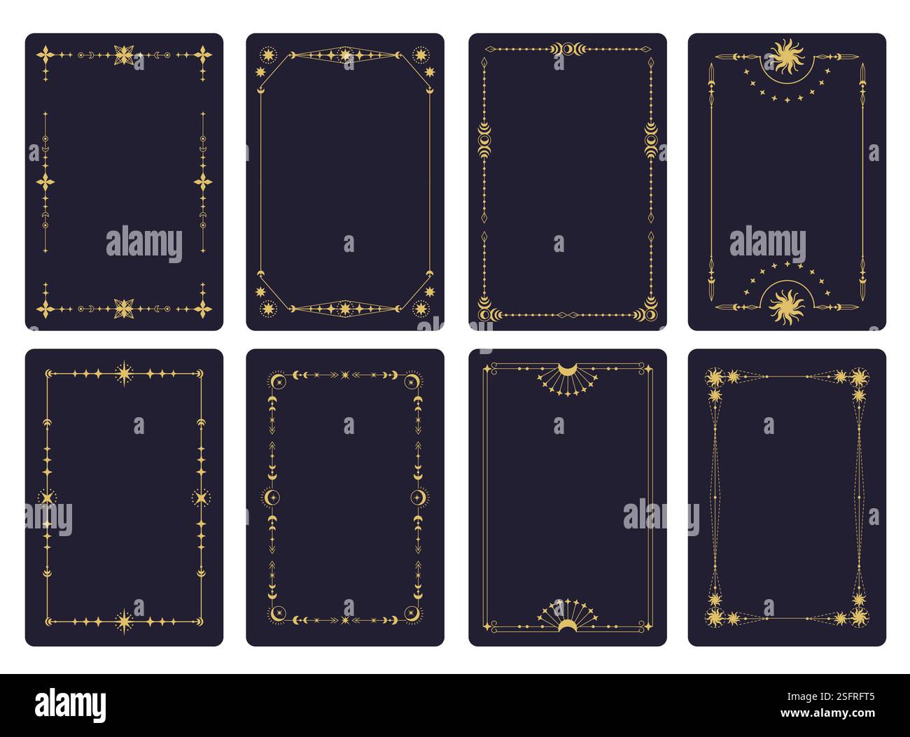 Tarot card frame. Geometric ornamental linear border with mystic astrological luxury elements ...