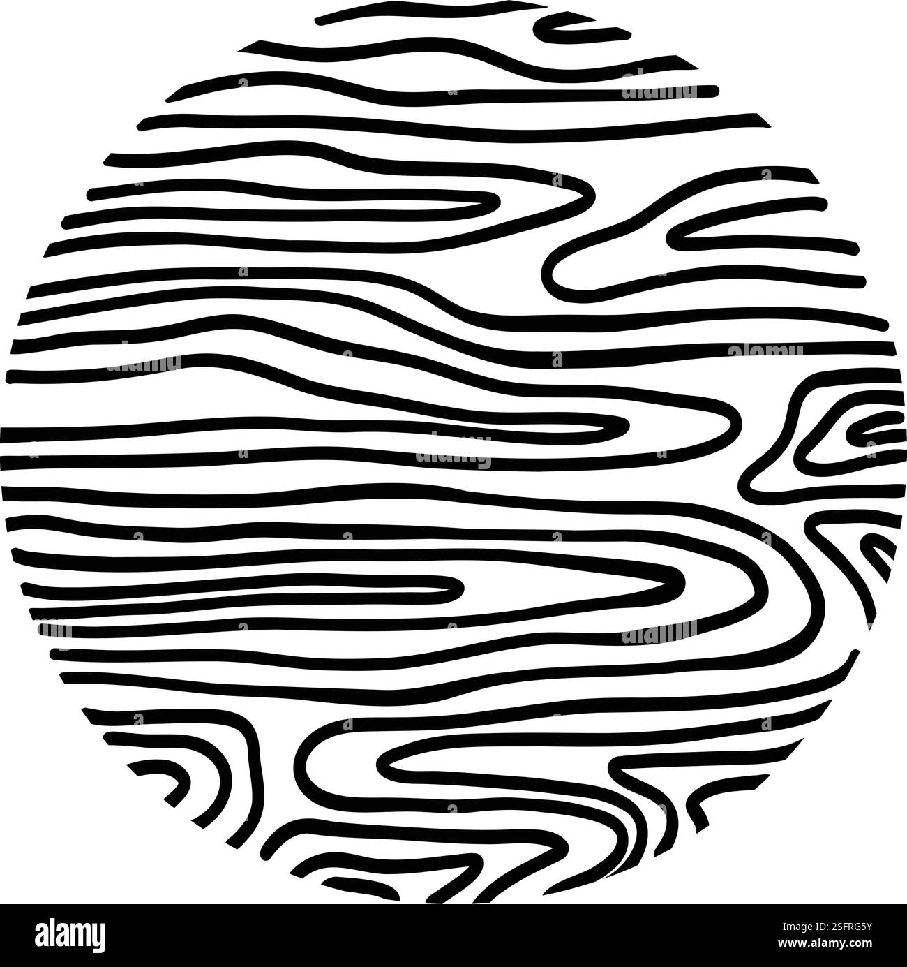 Wood line circle. Tree trunk cross section with topography rings, black ...