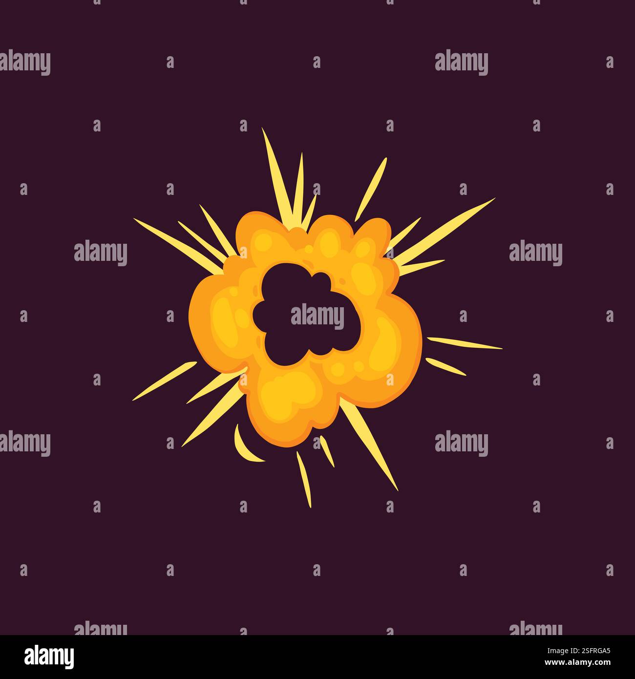 Comic explosive fire cloud game effect vector icon. Bomb blast with ...
