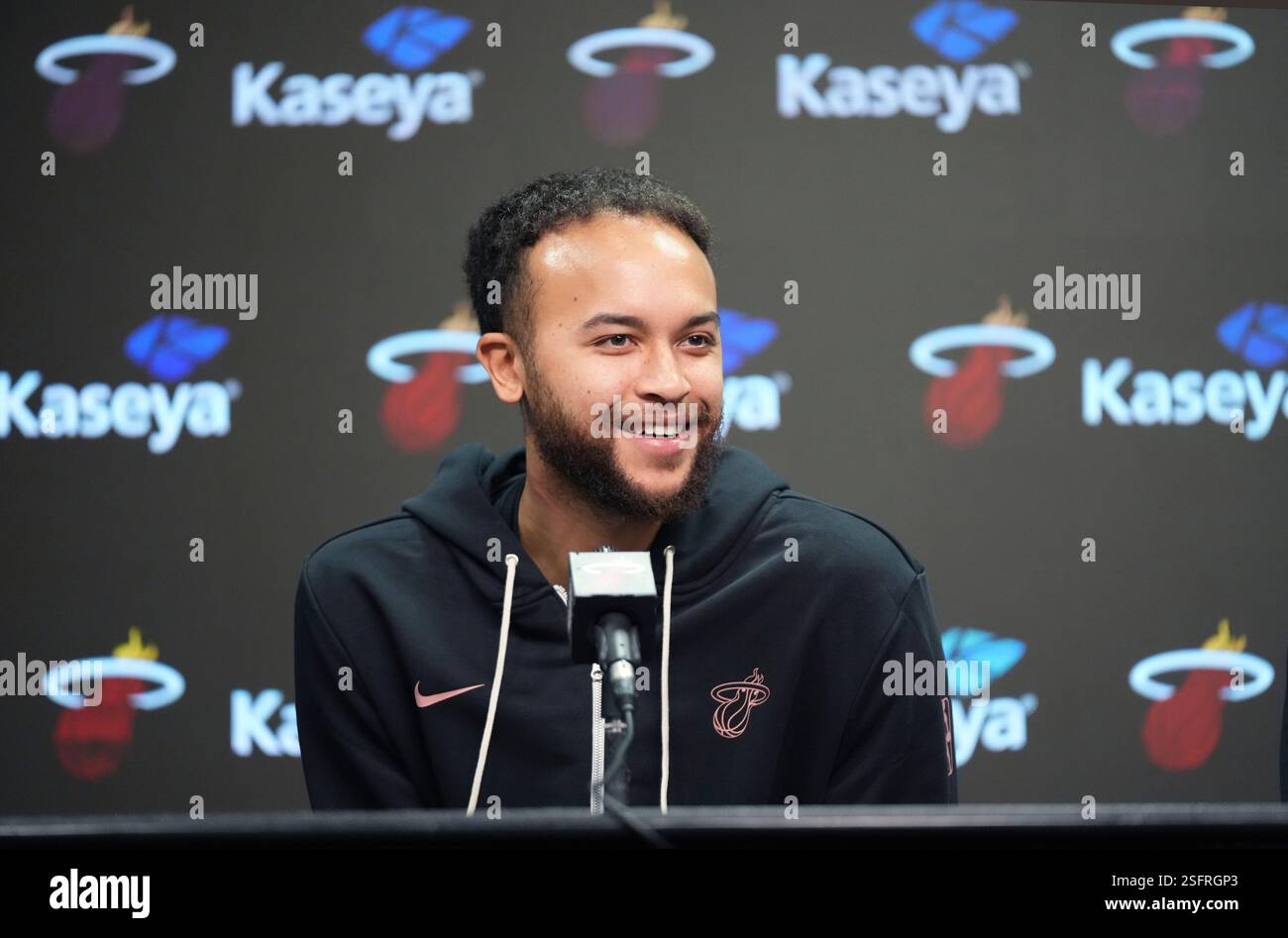 Newly signed Miami Heat basketball player Kyle Anderson speaks during a news conference Sunday ...