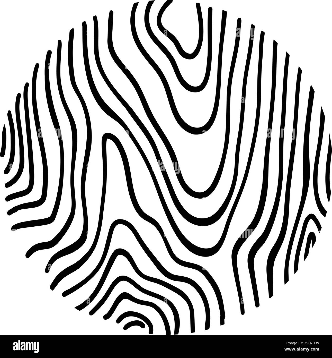 Wood line circle. Tree trunk cross section with topography rings, black ...