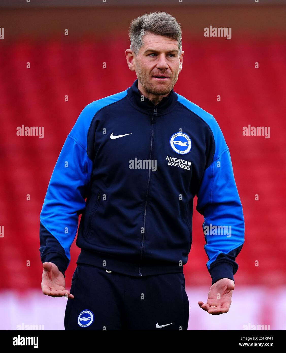 Brighton goalkeeping coach Jack Stern before the Premier League match ...