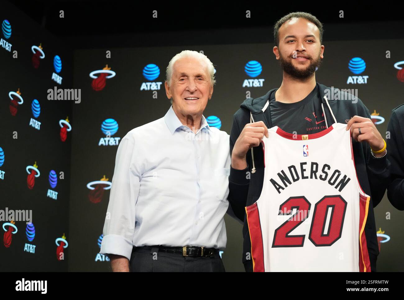 Pat Riley, president of the Miami Heat basketball team, poses with ...