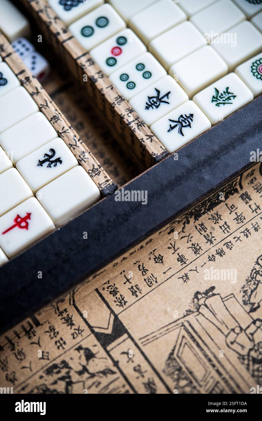 Detail of a set of mahjong tiles Stock Photo - Alamy